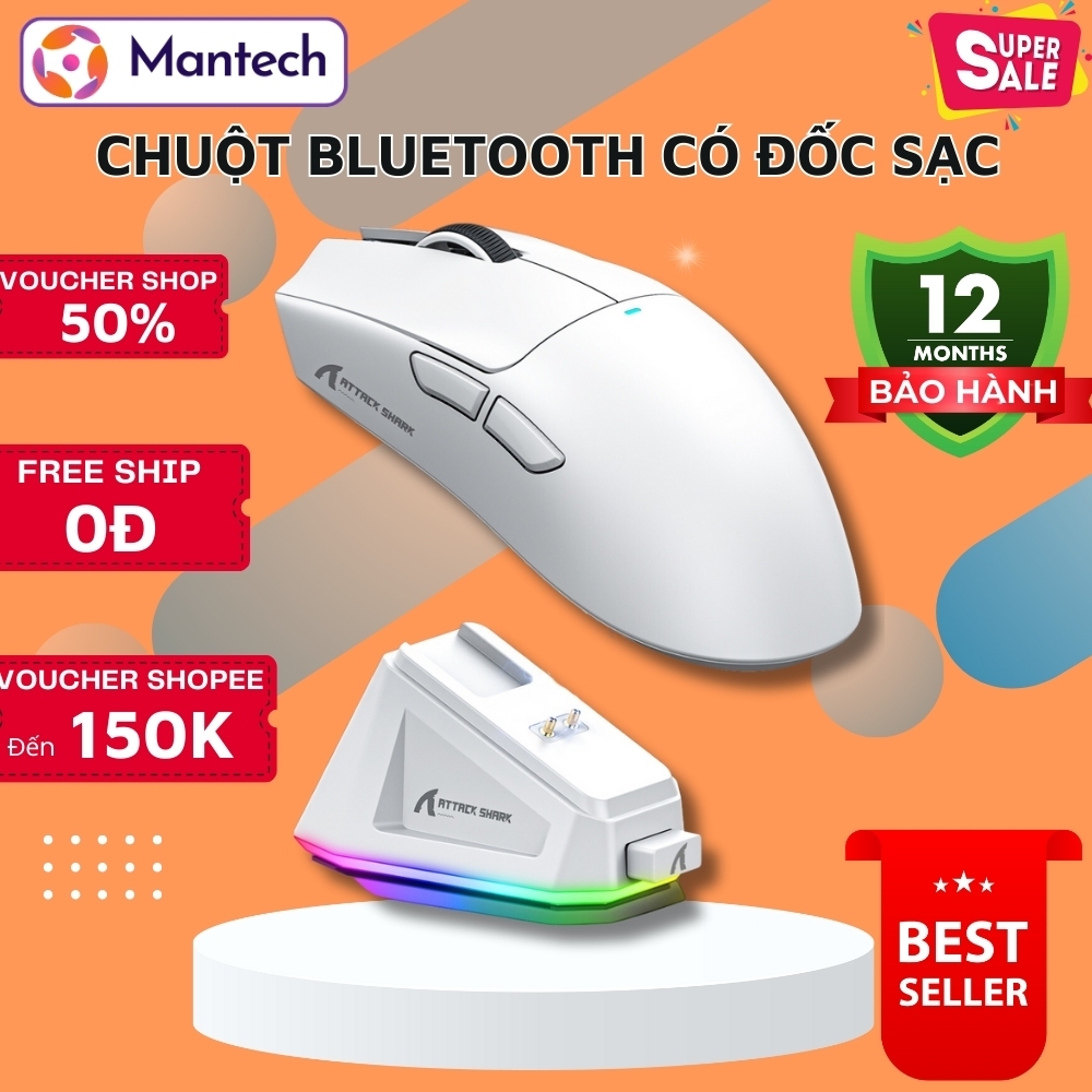 Chuột Không Dây Mantech X11 Đốc Sạc Led RGB, Pin Siêu Trâu, App Chỉnh Macro, Trọng Lượng Chỉ 63G ...