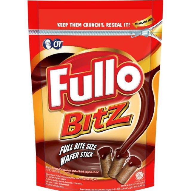 Bánh Xốp Sôcôla Fullo Bitz Chocolate Wafer Stick (Túi zip 80g) | Shopee ...