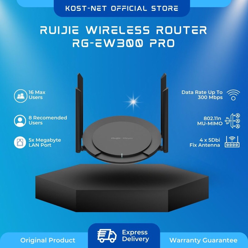 Bộ phát WiFi 4 râu 300Mbps, Ruijie RG-EW300 PRO, EW300 EW300N, quản lý ...