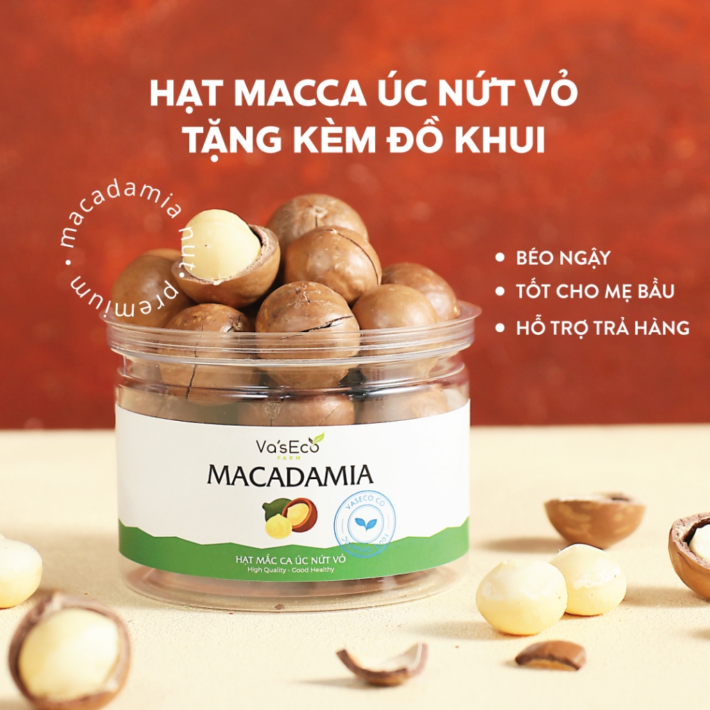 Hạt Macca Úc Nứt Vỏ Hộp Kèm Đồ Khui Va'sEco Farm | Shopee Việt Nam