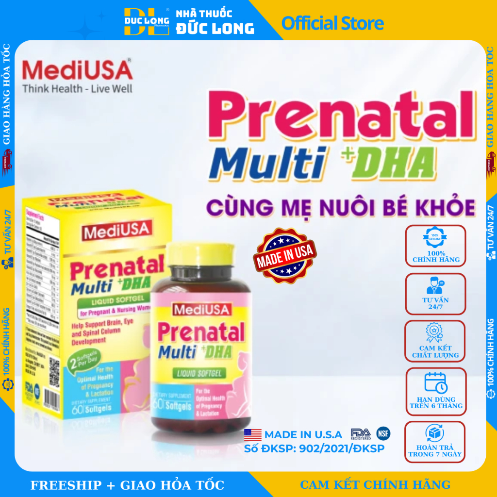 MediUSA Prenatal Multi DHA Dinh dưỡng cho mẹ bầu, cho một thai kỳ an ...