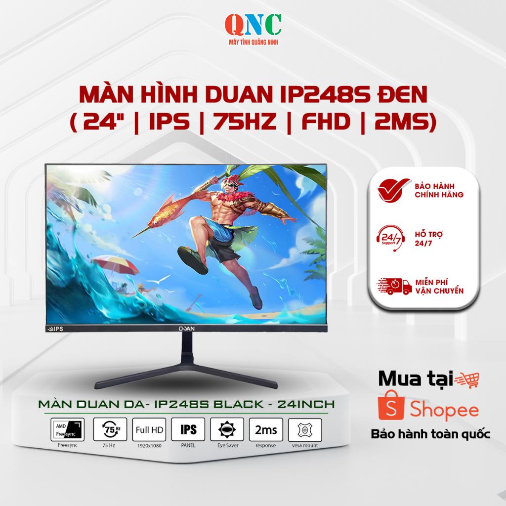 MÀN HÌNH DUAN IP248S Đen ( 24, IPS, 75HZ, FHD, 2MS) Hàng chính hãng - Bảo hành 24 tháng | Shopee ...