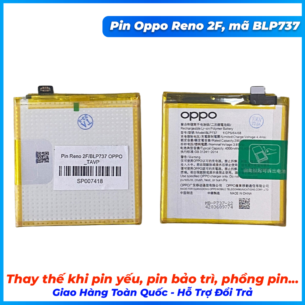 Pin oppo reno 2f BLP737 Dung Lượng 4000mah | Shopee Việt Nam