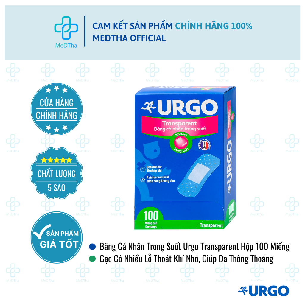 Băng Cá Nhân Trong Suốt Urgo Transparent - Băng Vết Thương, Độ Dính Cao ...