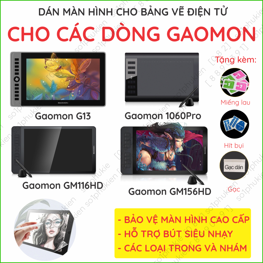 Dán màn hình bảng vẽ điện tử Gaomon 1060 Pro/ G13/ G16/ GM116HD ...