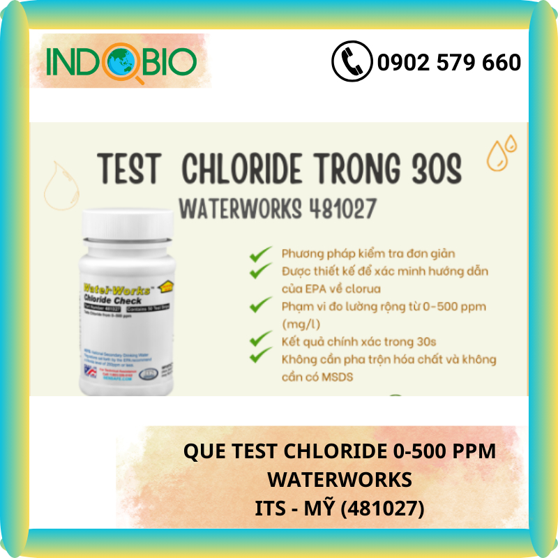 [CHÍNH HÃNG] QUE TEST CHLORIDE 0-500 PPM WATERWORKS 481027 [KÈM CoA ...