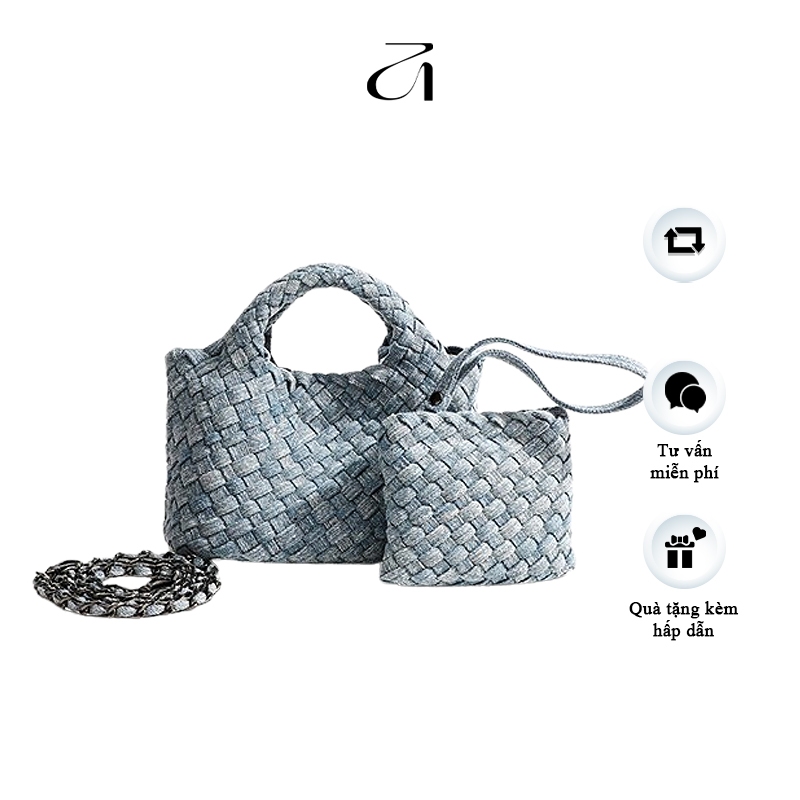 [THE ANIG] Túi xách nữ De-femmy 17 x 9 x 12cm chất liệu denim được làm ...