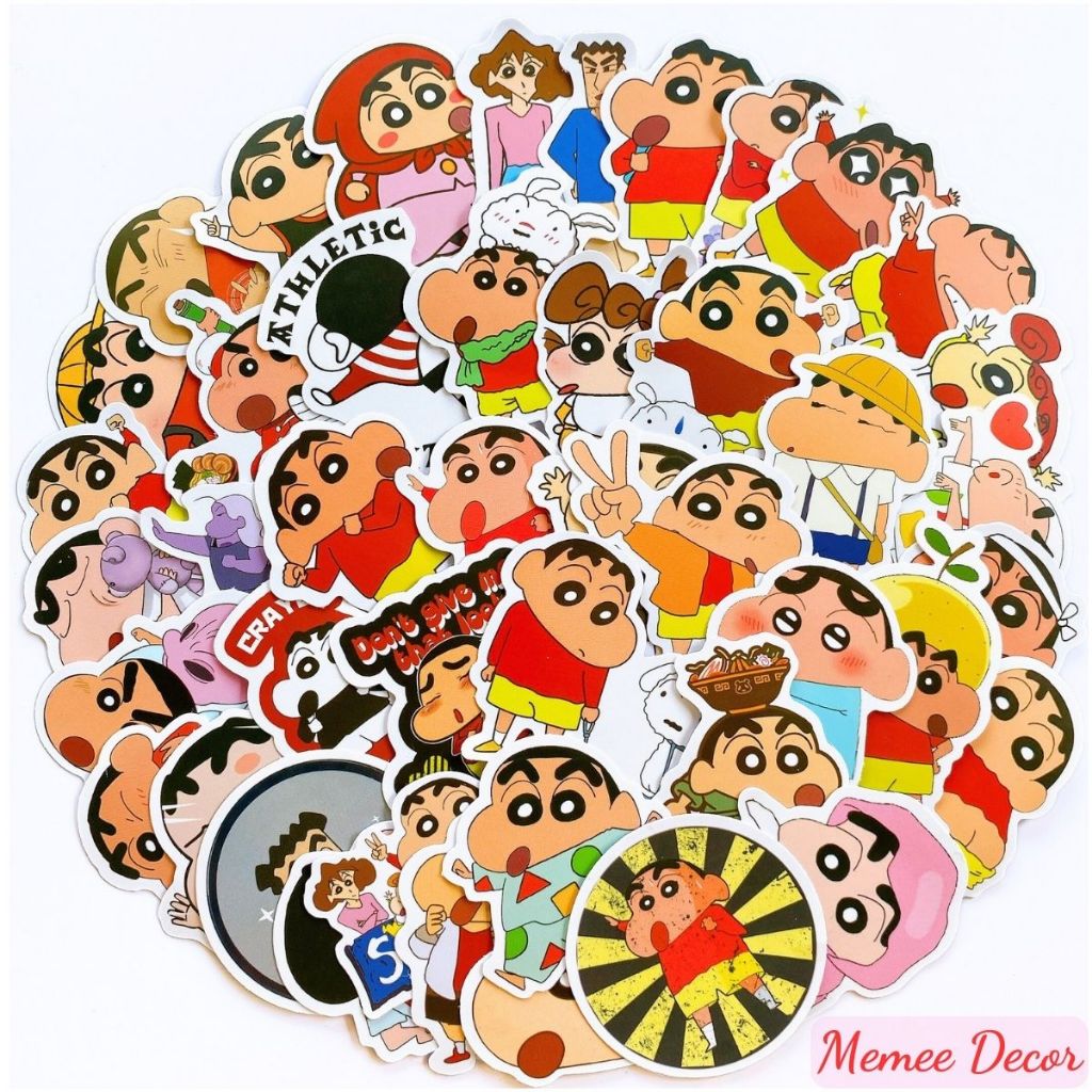 Set 50 hình dán sticker shin cậu bé bút chì chống thấm nước trang trí ...