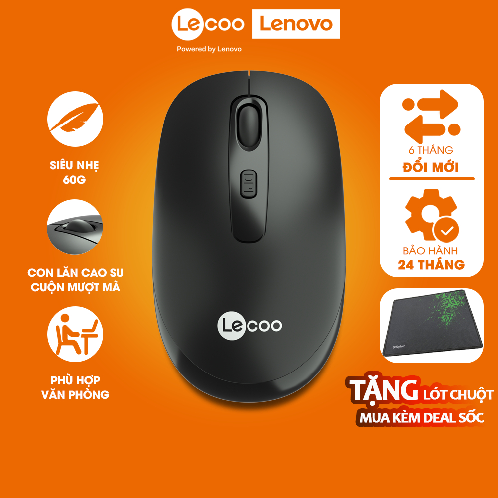 Chuột Máy Tính Không Dây Văn Phòng Lecoo WS205 Siêu Nhẹ Con Lăn Cao Su ...