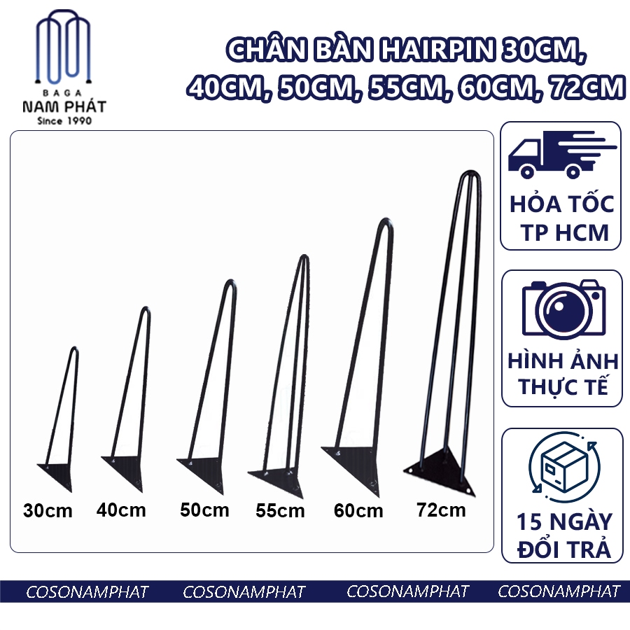 Chân Bàn 30cm 35cm 40cm 50cm 55cm 60cm 72cm Sắt Hairpin Chan Ban Bằng Săt Hair pin Nam Phát 30 ...