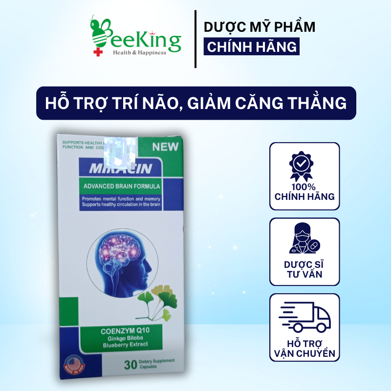 MIRACIN - Viên uống tăng tuần hoàn máu não, hỗ trợ chống oxy hoá - Hộp ...