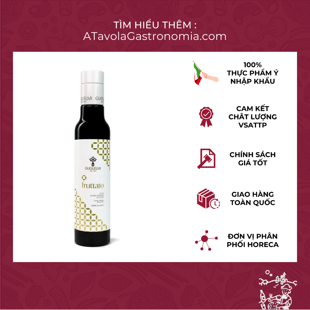 Dầu Oliu Nguyên Chất từ 100% Oliu Ý GUGLIELMI chai 250mL [Extra Virgin ...