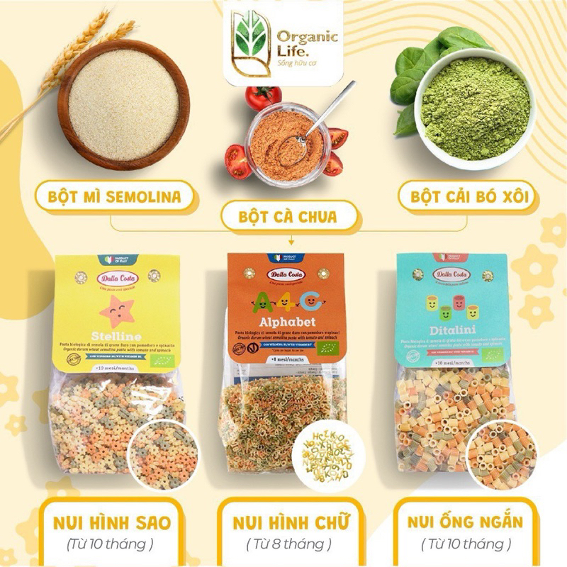 Nui sao Nui chữ rau củ Dalla Costa [Goi Nguyên 200g] | Shopee Việt Nam