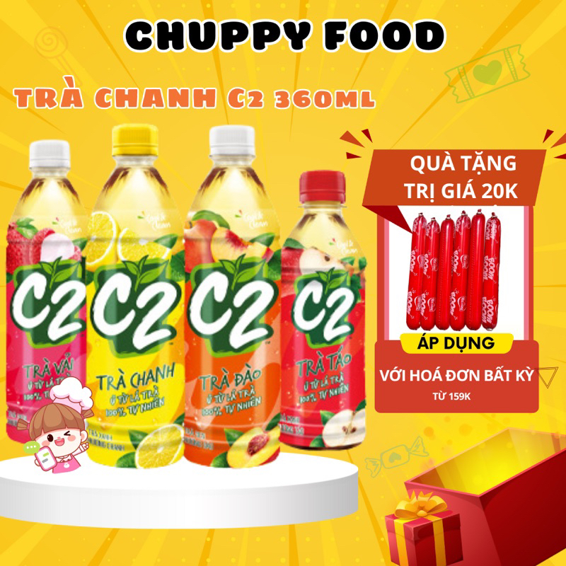 Trà Chanh C2🎁CHUPPY FOOD🎁 Lốc 6 Chai 360ml Trà C2 Hương/ Táo, Nước Giải ...