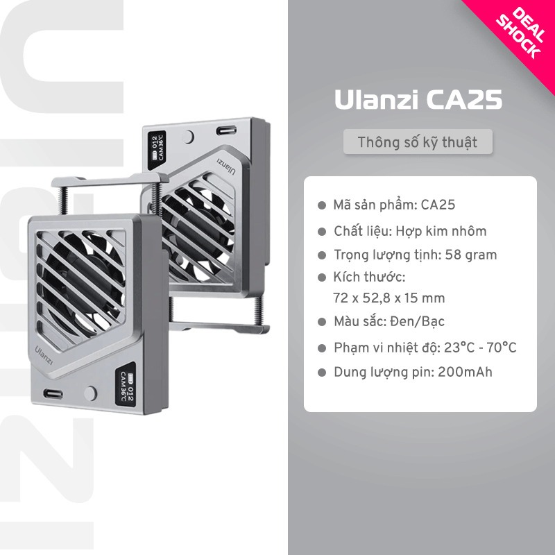 Ulanzi CA25 Camera Cooling Fan - Quạt tản nhiệt khí làm mát cho máy ảnh ...