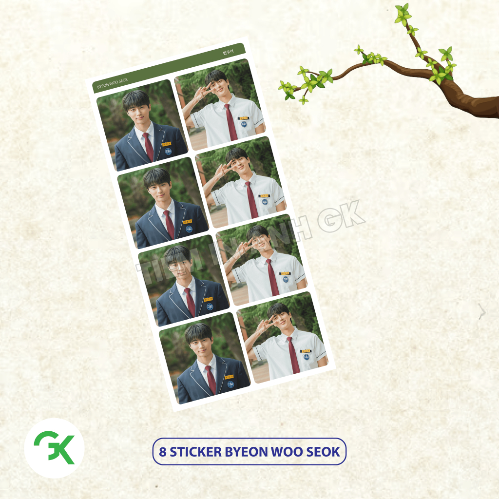 Bộ 8 Sticker 4x4 Byeon Woo Seok - Kim Hye Yoon - Lovely Runner - Sơn Sĩ ...