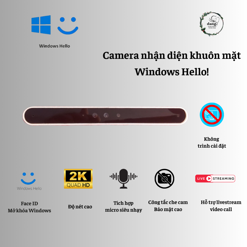 Webcam có mic 2k nhận diện gương mặt Windows Hello - IR Face iD(Mới ...