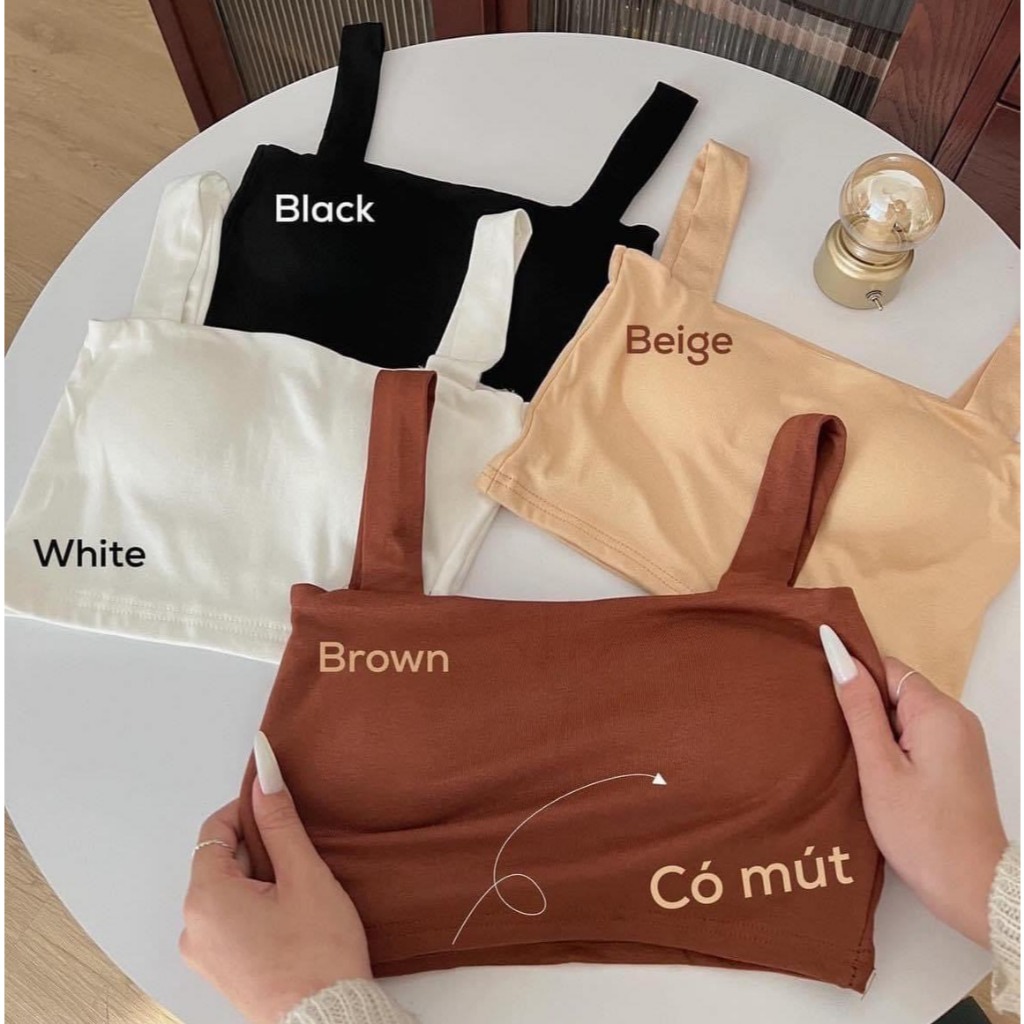METWO. - Áo bra 2 dây quai bản to vintage CÓ ĐỆM MÚT dáng ngắn croptop ...