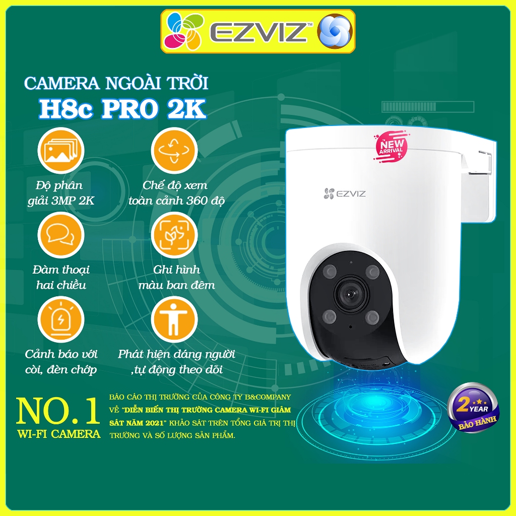 Camera wifi Ezviz H8c PRO 3MP/4MP/5MP 2K 2K+ 3K chính hãng, xoay, báo ...