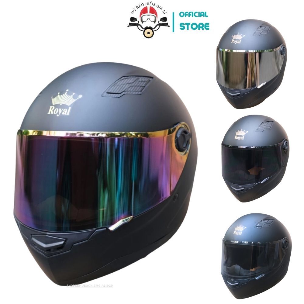 Mũ Bảo Hiểm Full face Royal M136 Mầu Đen Nhám Cực Đẹp, form nón nhỏ gọn ...