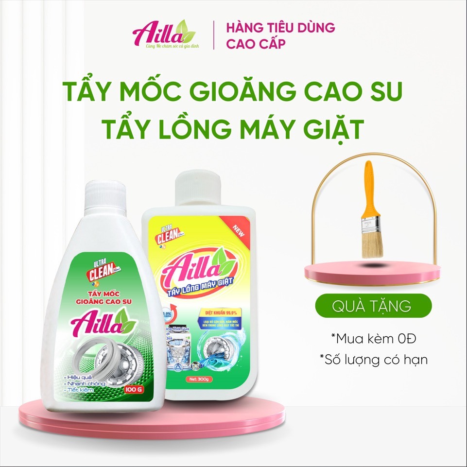 Combo tẩy lồng máy giặt và tẩy mốc giăng cao su Ailla vệ sinh máy giặt ...