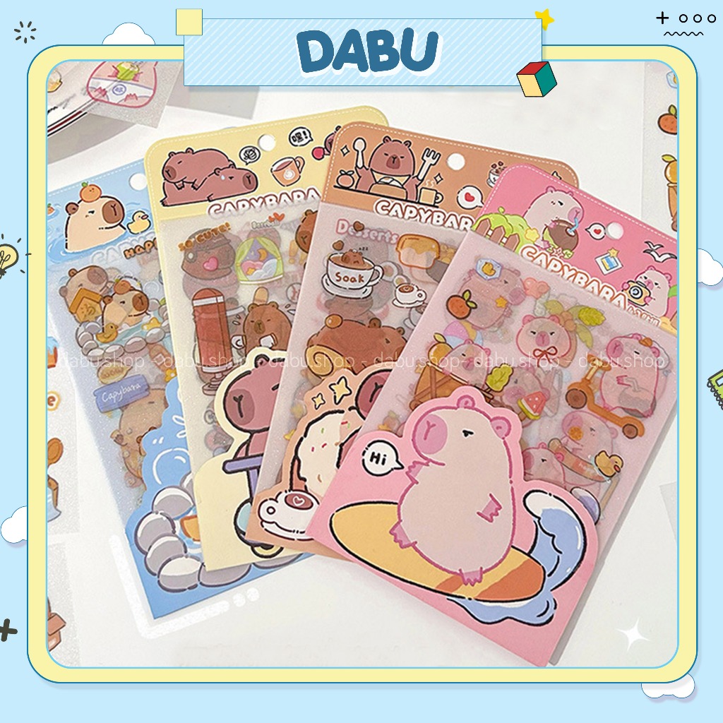 Set sticker nhãn dán hologram kim tuyến DABU hoạt hình Capybara dễ ...