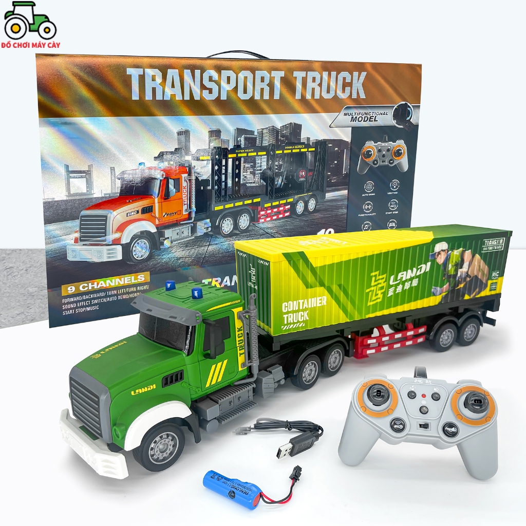 Xe đầu kéo SINO - Điều khiển từ xa (RC): 9 kênh, lốp cao su, đèn pha ...