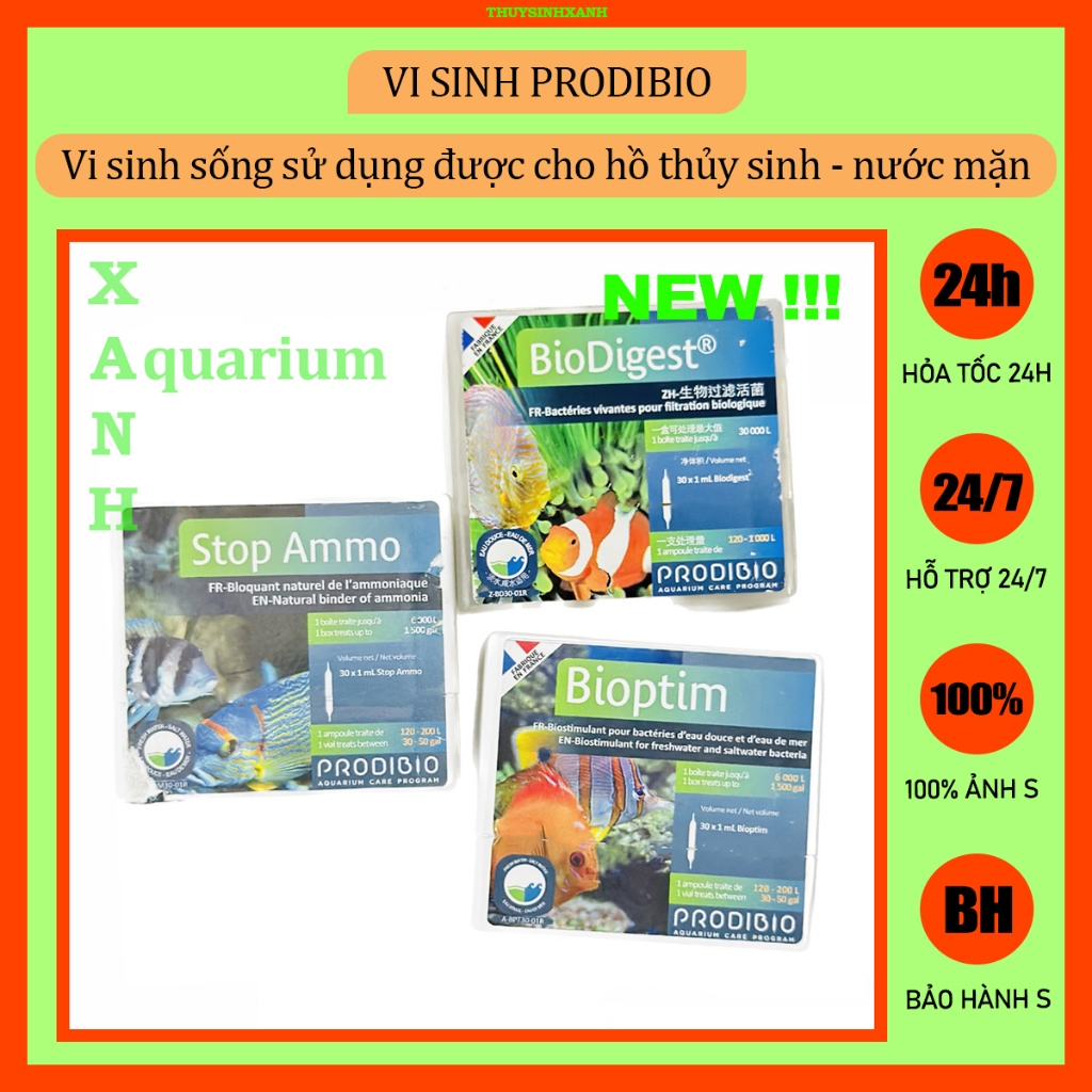 Vi sinh sống cao cấp cho hồ thủy sinh (ngọt - mặn) Prodibio BioPtim I ...