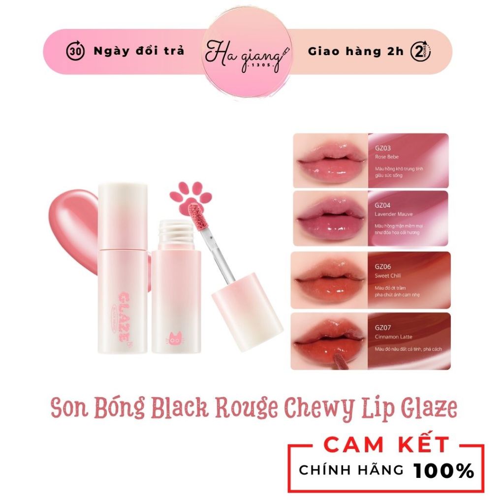 Son Bóng Black Rouge Chewy Lip Glaze môi căng bóng, che phú rãnh môi và ...