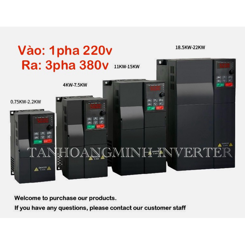 Biến Tần Mới 220v~380v-3.0kw,3.7kw,5.5kw,7.5kw~22kw. Vào 1Pha 220v~ra 3Pha 380v. Hàng mới 100% ...