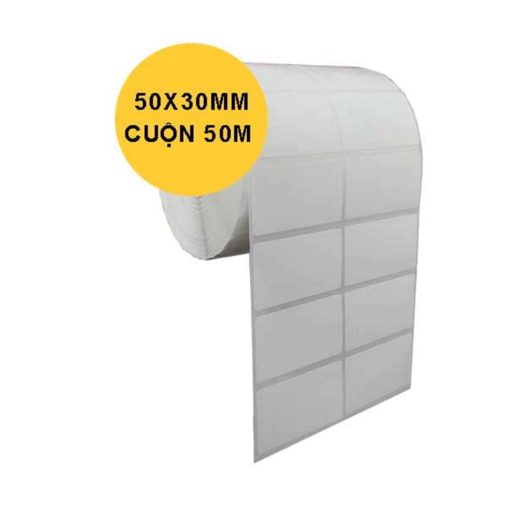 CUỘN 3000 TEM Tem 50x30 Decal in tem nhãn mã vạch Cuộn 50 Mét 50*30 mm ...