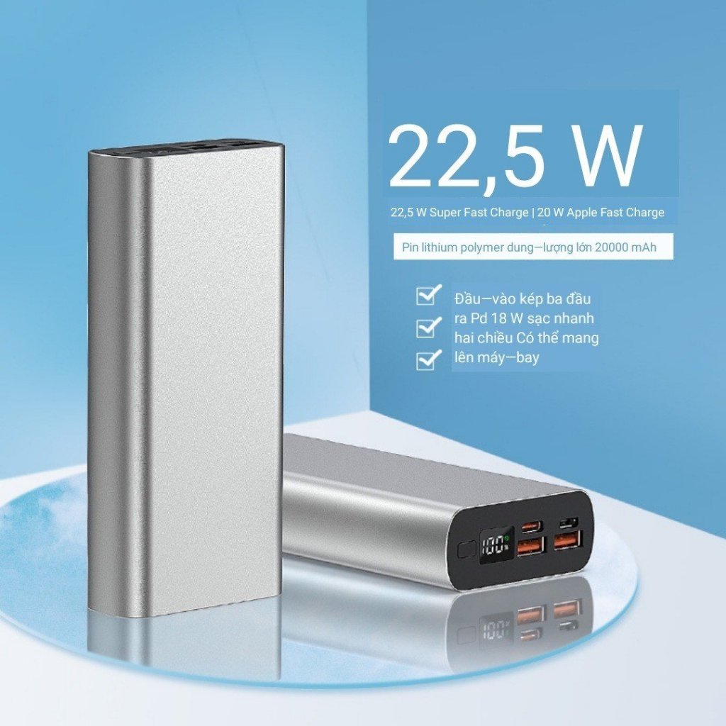 Box sạc nhanh 2 cell lipo 1260110 PD3.0, QC4.0 - 22,5W vỏ nhôm, chưa có ...