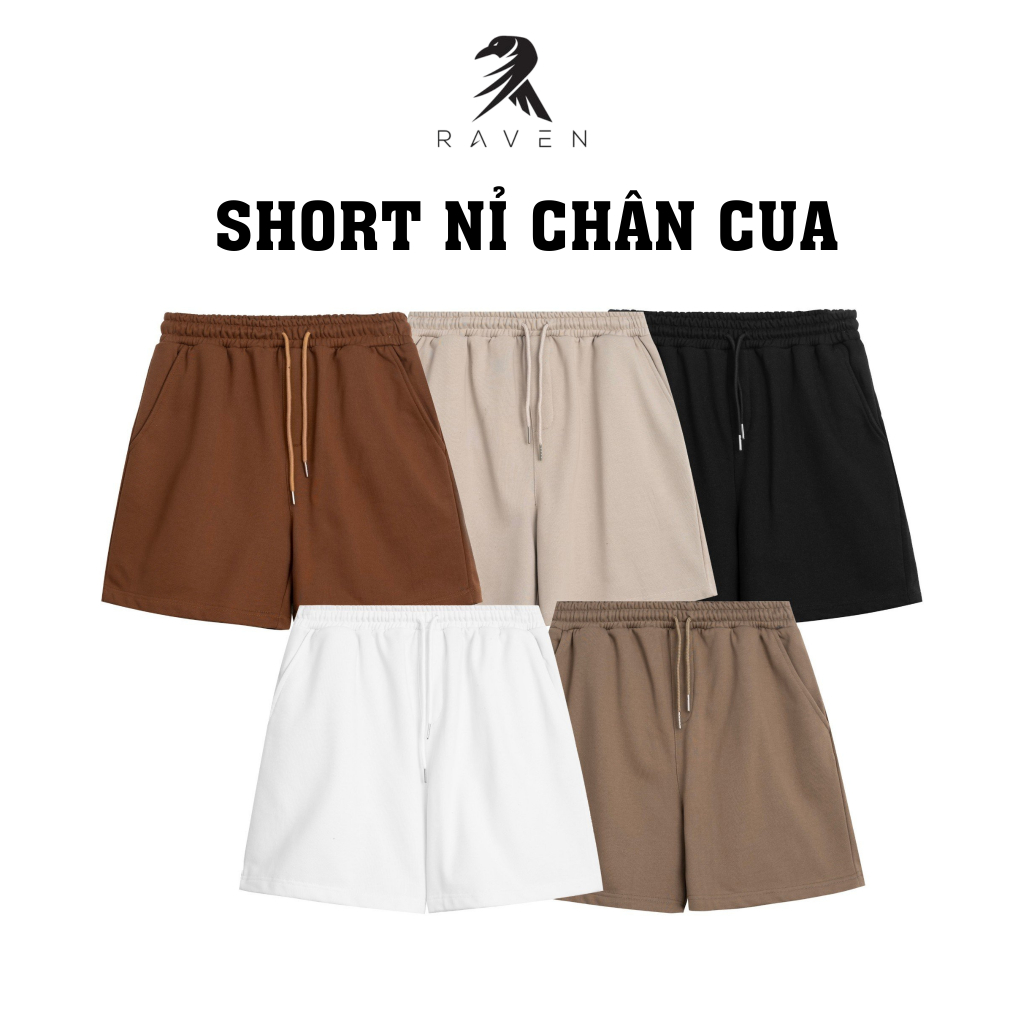 Quần Short Nỉ Chân Cua RAVENS 4 màu 100% Cotton cao cấp dày dặn ...
