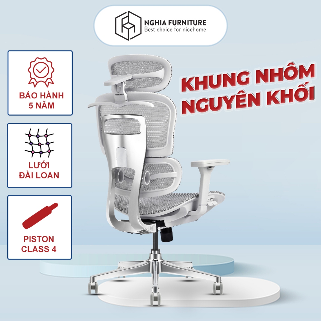 Ghế công thái học Nghia Furniture Caster, Lưới Wintex Hàn Quốc, Piston ...