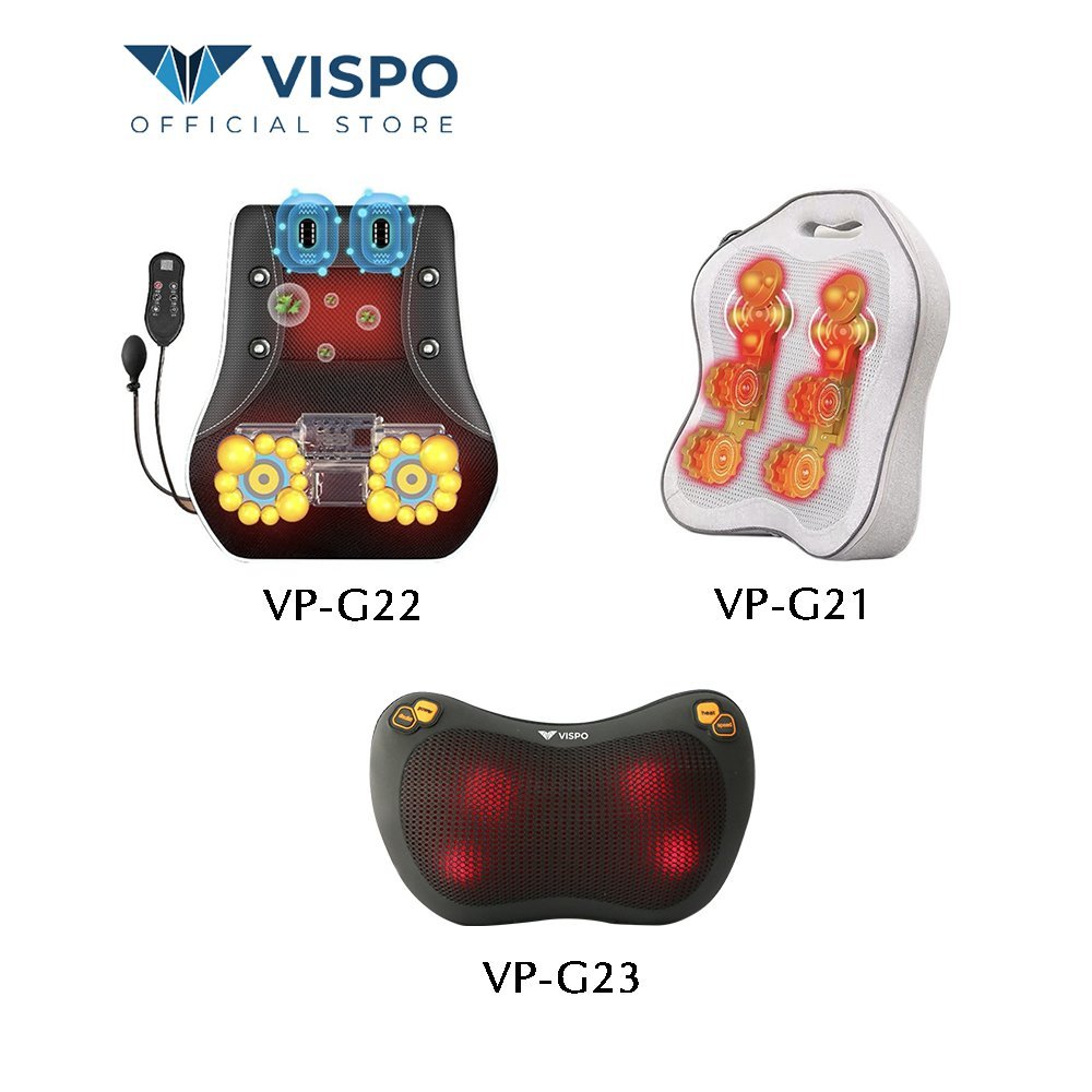 Gối Massage Cao Cấp VISPO Giúp massage Lưng Vai Gáy có Bi Hồng Ngoại ...