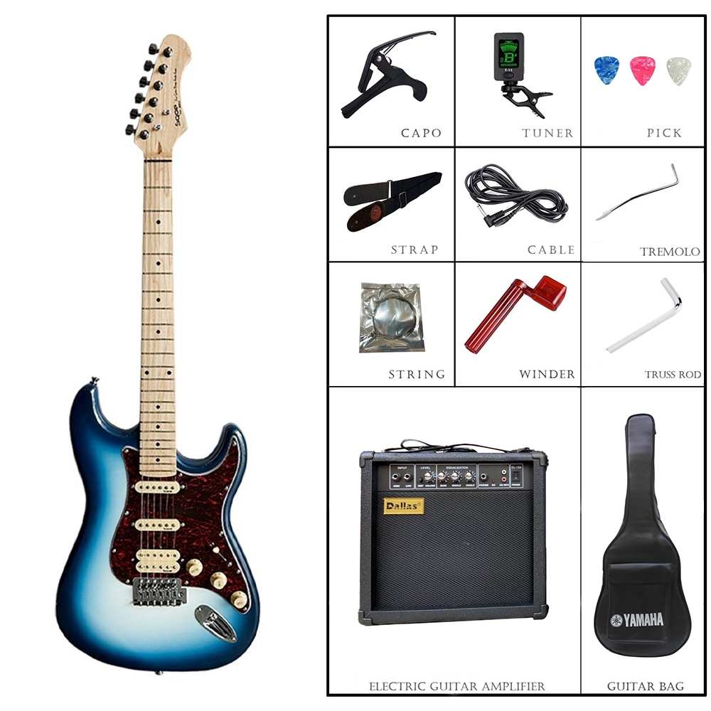 Combo Đàn Guitar Điện Sqoe SEST250 Stratocaster Premium HSS Dallas DL15A | Shopee Việt Nam