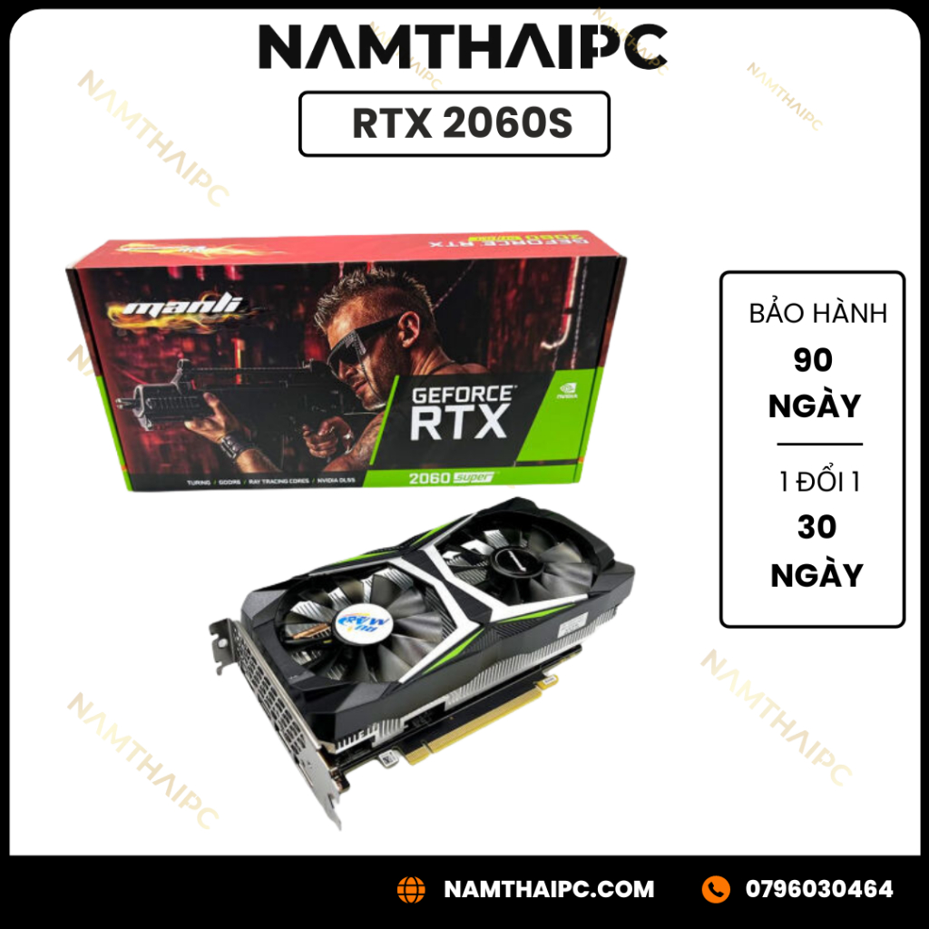 CARD MÀN HÌNH VGA Manli RTX 2060 Super 8G GDDR6 Gallardo, 99,9% BẢO ...