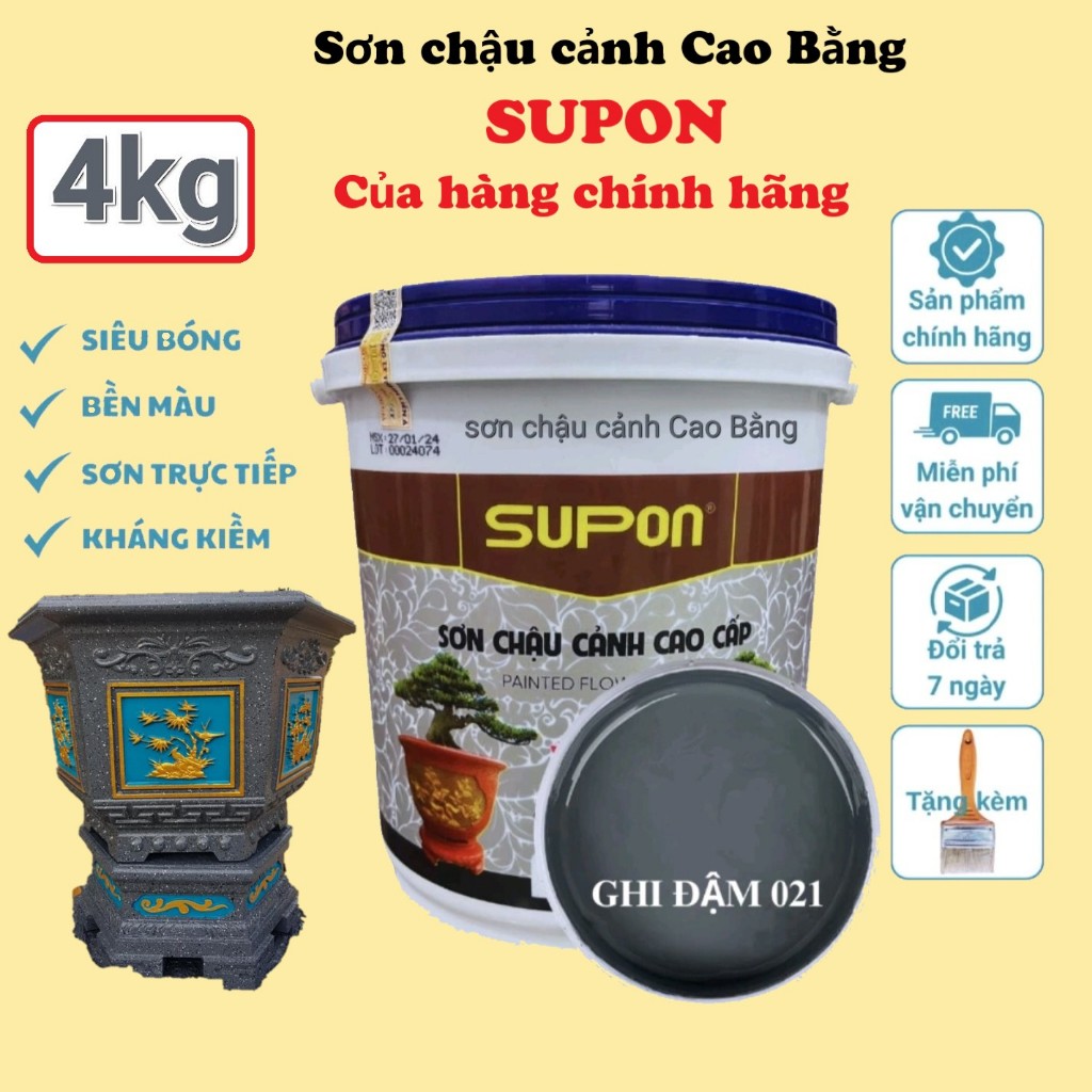 Sơn chậu cảnh Supon màu Ghi Đậm SP0021 [ 4kg ] | Shopee Việt Nam