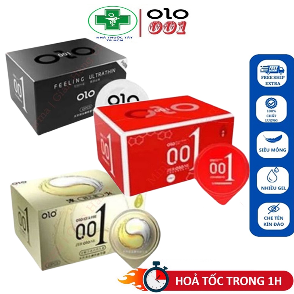 [Che tên] Bao cao su OLO 001 siêu mỏng, truyền nhiệt, gân gai, kéo dài thời gian, nhiều gel bôi ...