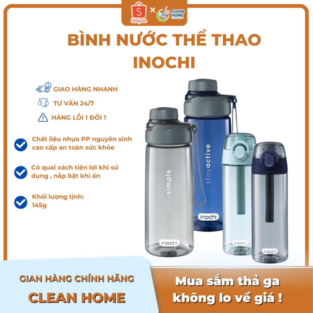 Bình nước thể thao cao cấp inochi chính hãng kita boost inochi | Shopee ...