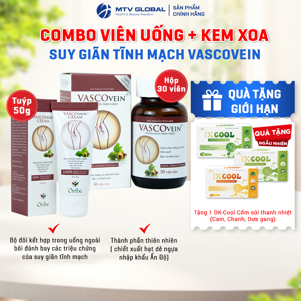 Combo Kem Thoa Giãn Tĩnh Mạch Giúp Giảm Đau Nhức Chân Vascovein Tuýp ...