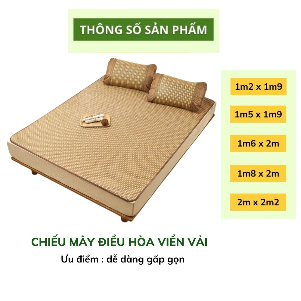 Chiếu Điều Hoà Sợi Mây Lót Lụa Cao Cấp Có Chun Cài Góc [ Hàng Loại 1 ...