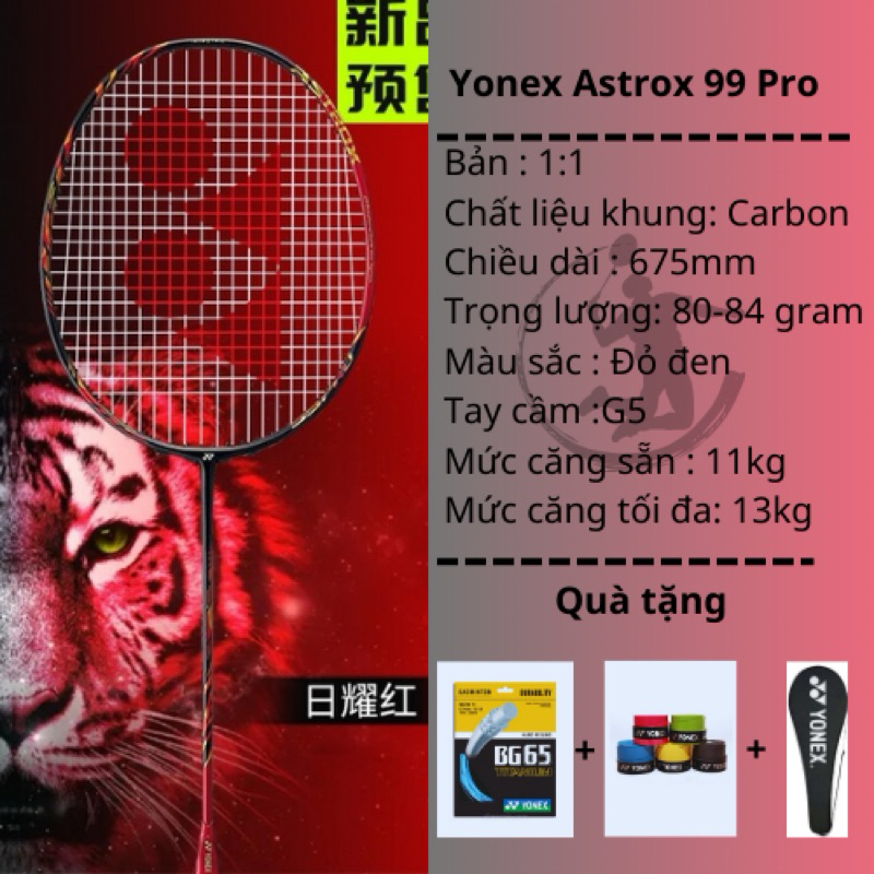 Vợt cầu lông Astrox 99 Pro căng sẵn 11-12kg, tặng kèm quấn cán + bao vợt và in logo theo yêu cầu ...