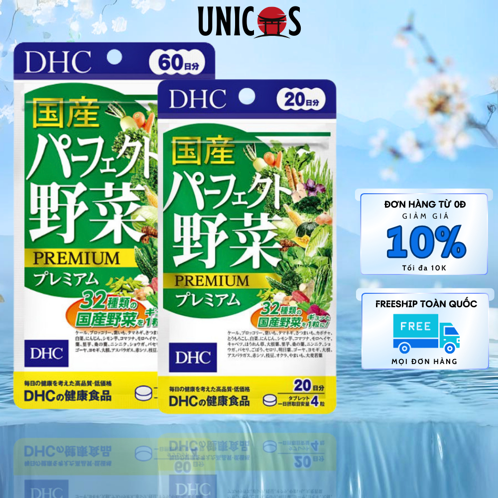 DHC rau củ, viên uống dhc bổ sung 32 loại rau củ, bổ sung chất xơ hỗ trợ đường ruột, giảm nóng ...