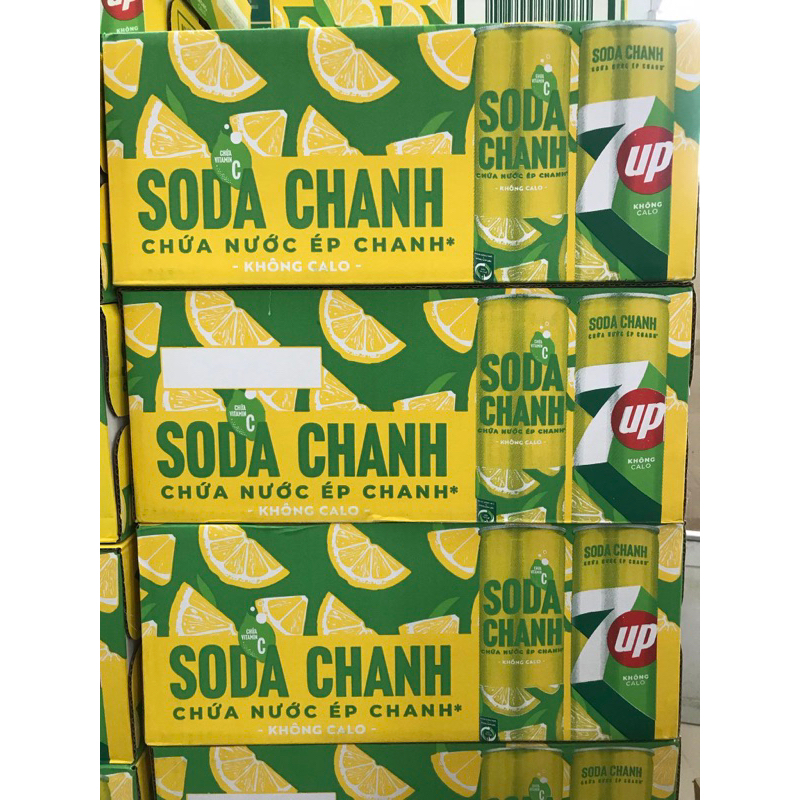Thùng 24 Lon Nước Ngọt Soda Chanh 7Up Không Calo Lon 320ml | Shopee ...