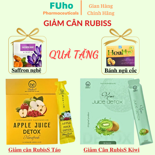 Giảm cân Rubiss Apple Juice Detox + Giảm cân Rubiss Kiwi Detox, kiểm ...