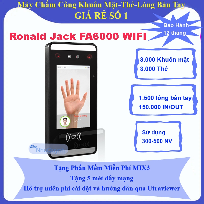 Máy Chấm Công Bằng Khuôn Mặt-Lòng Bàn Tay-Thẻ FA6000 Mẫu Mới | Shopee ...
