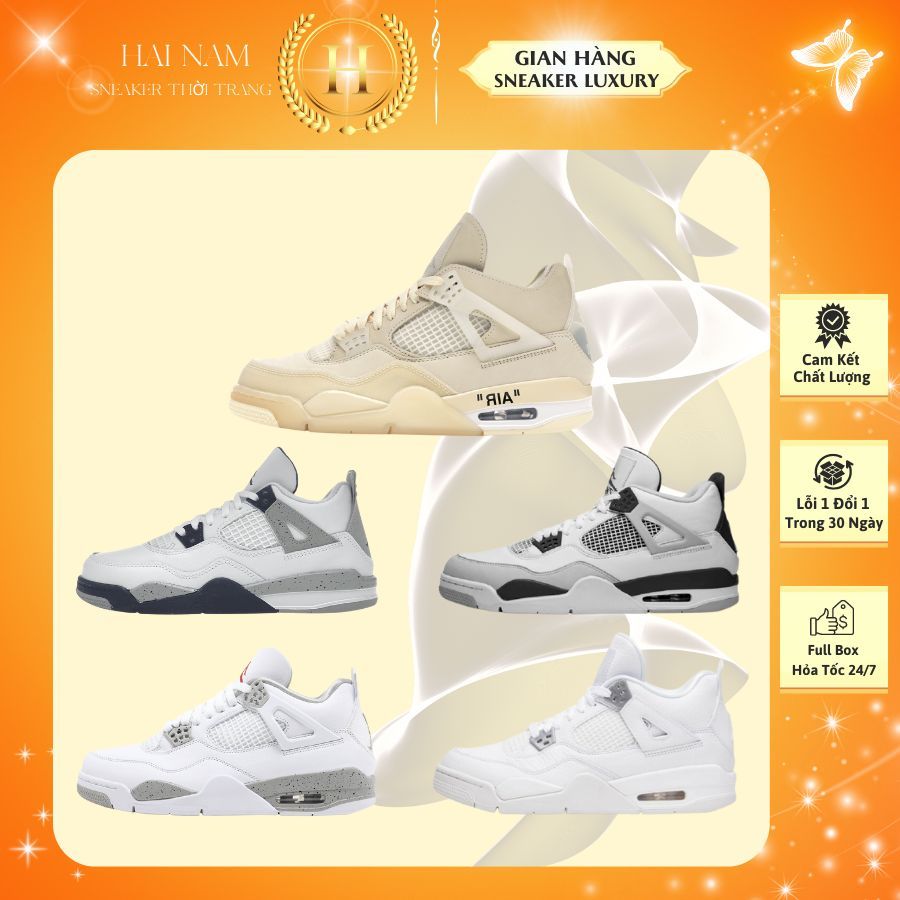 [ Best Quality ] Giày bóng rổ Air Jordan 4 Offwhite Sail (jd4 vàng kem ...
