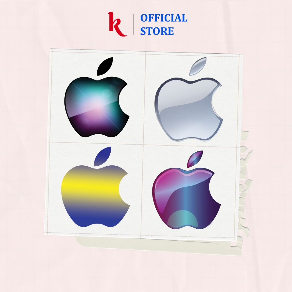 Tem sticker logo Táo Apple decal dán xe, mũ bảo điểm, điện thoại, máy ...