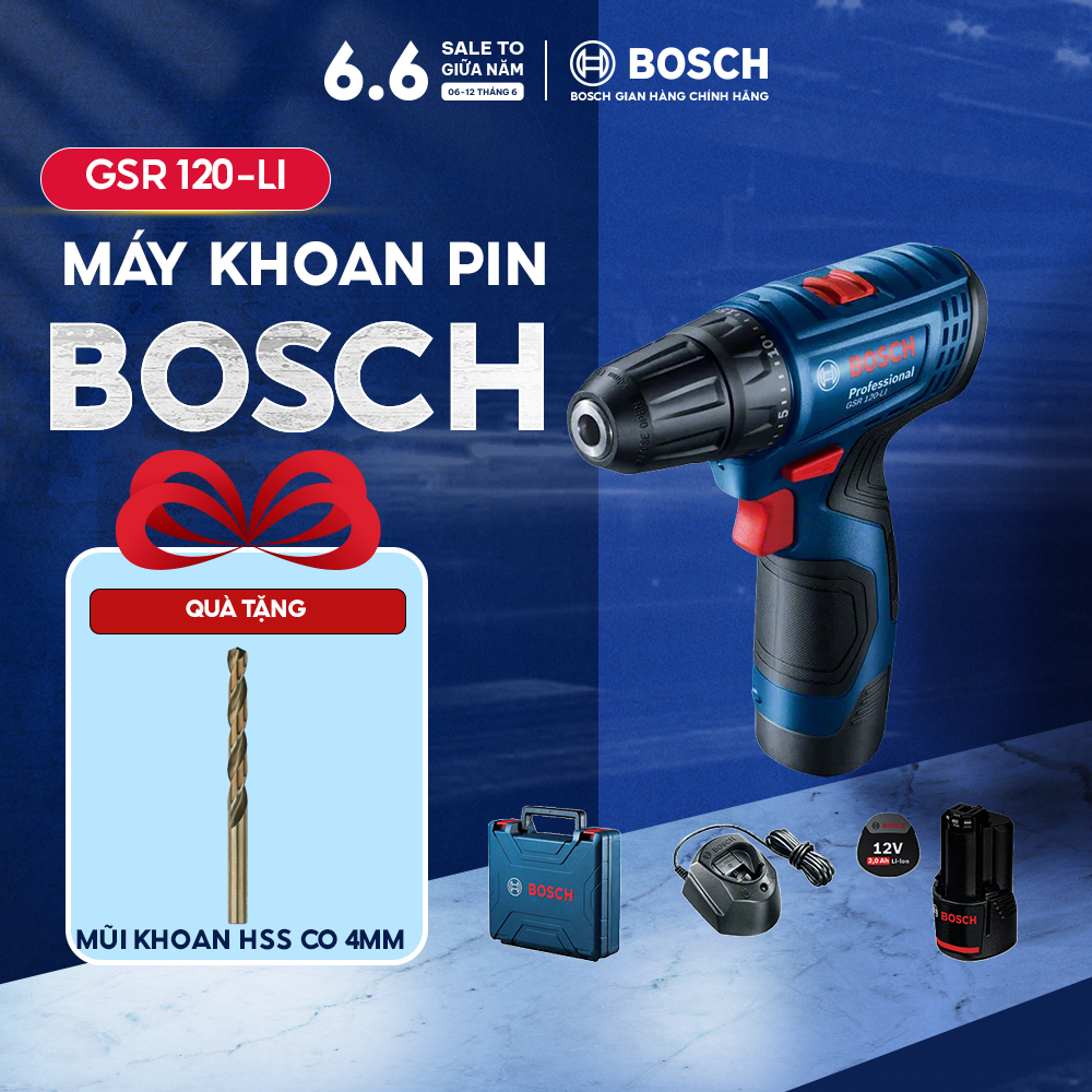 Máy khoan vặn vít dùng pin Bosch GSR 120-LI GEN II | Shopee Việt Nam